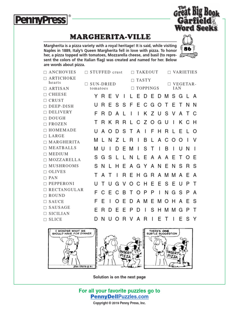 GBGWS The Great Big Book of Garfield Word Seeks Sample Puzzle p1119 ...