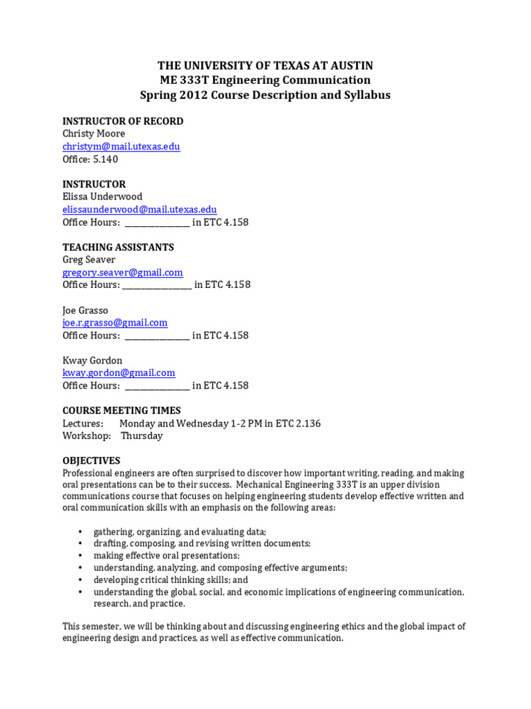 ME 333T Engineering Communication | PDF | Leadership
