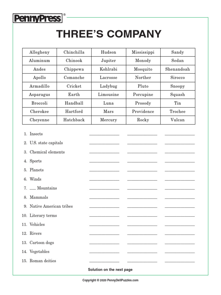 Penny Threes Company Sample Puz | PDF | Physical Sciences | Planetary ...