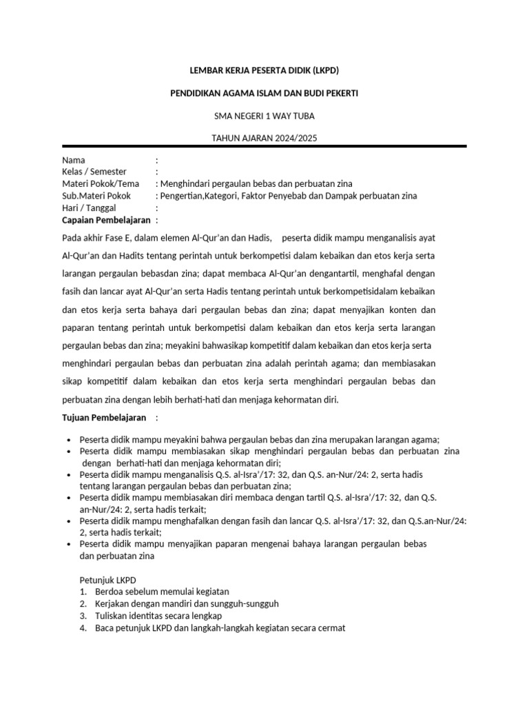 LKPD Untuk PPL | PDF