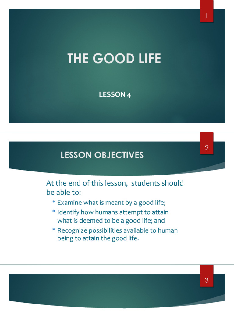 Lesson 4_The Good Life. | PDF | Reality | Hedonism