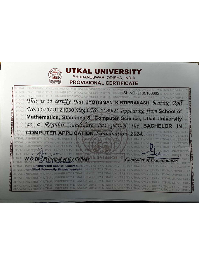 BCA Certificate | PDF