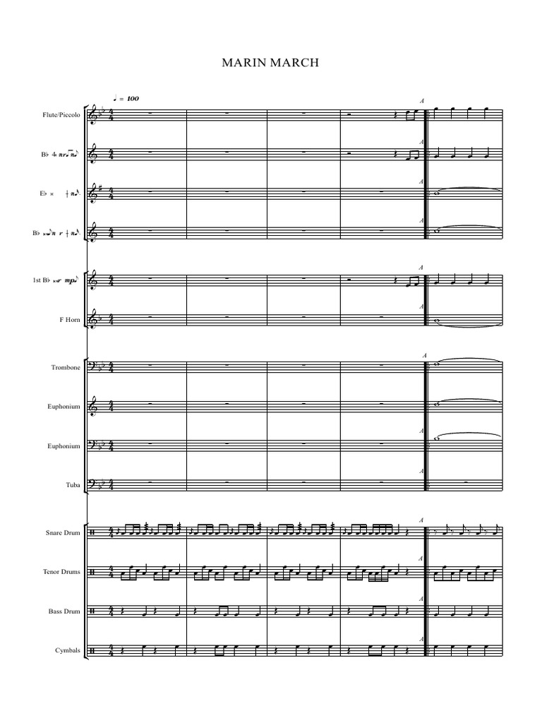 MARIN MARCH Score and Parts | PDF | Cuivres (musique) | Aérophones