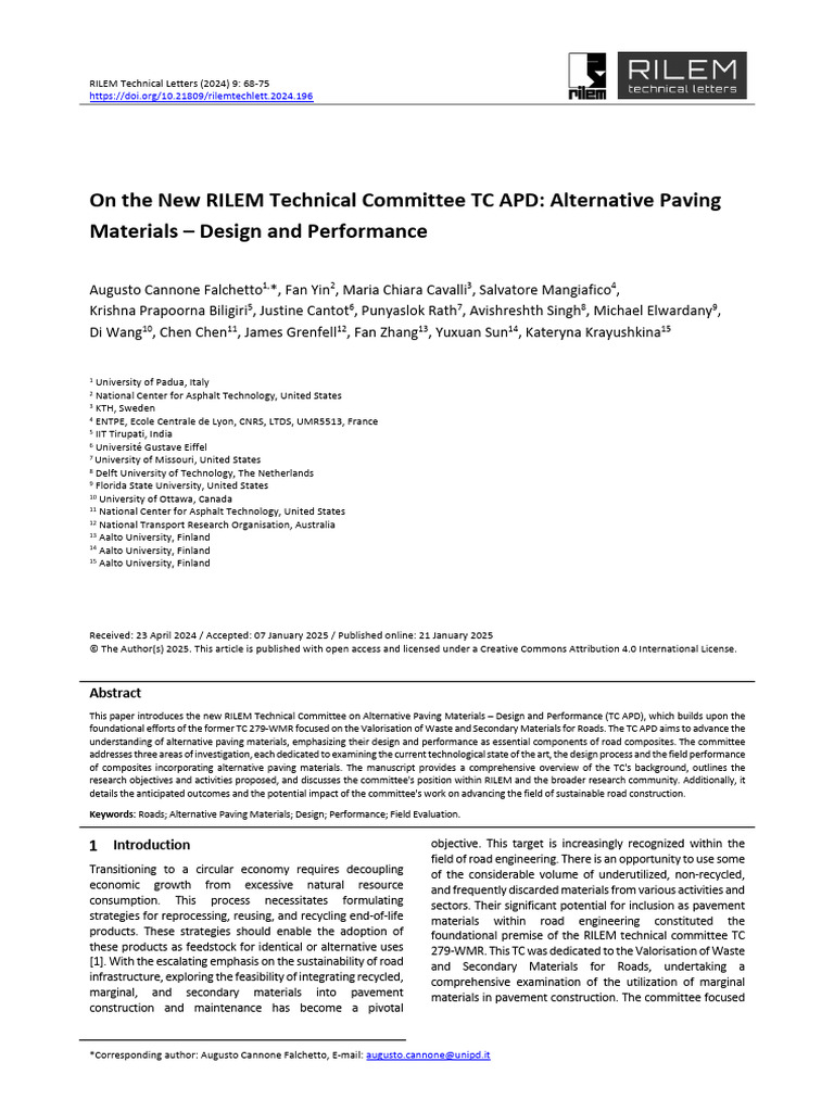 On The New RILEM Technical Committee TC APD Altern | PDF | Concrete | Road Surface