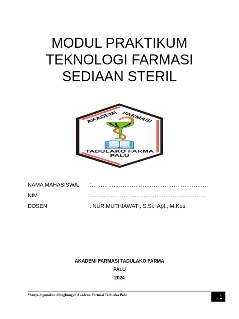 Modul Praktikum Teknologi Farmasi | PDF