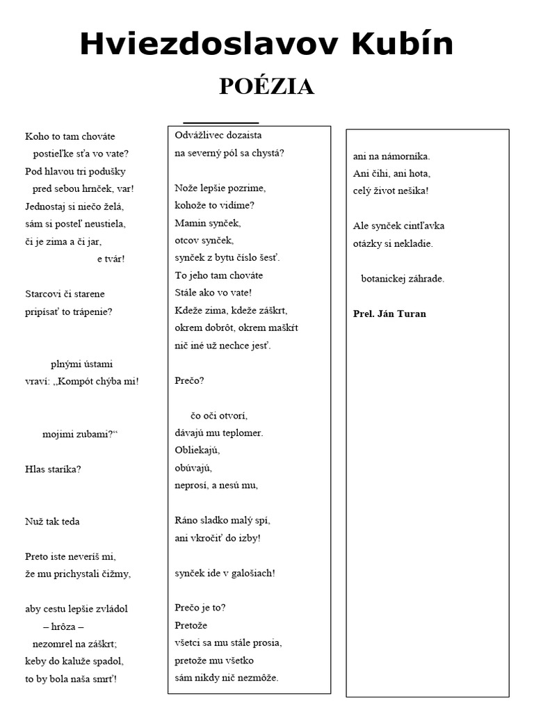 Hviezdoslavov Kub N 6. Ro N K | PDF