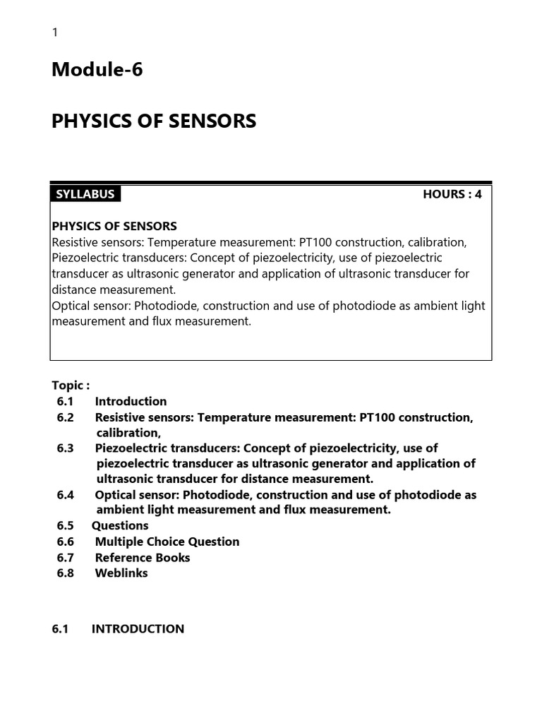 Physics of Sensors: Types & Applications | PDF | Piezoelectricity | Diode