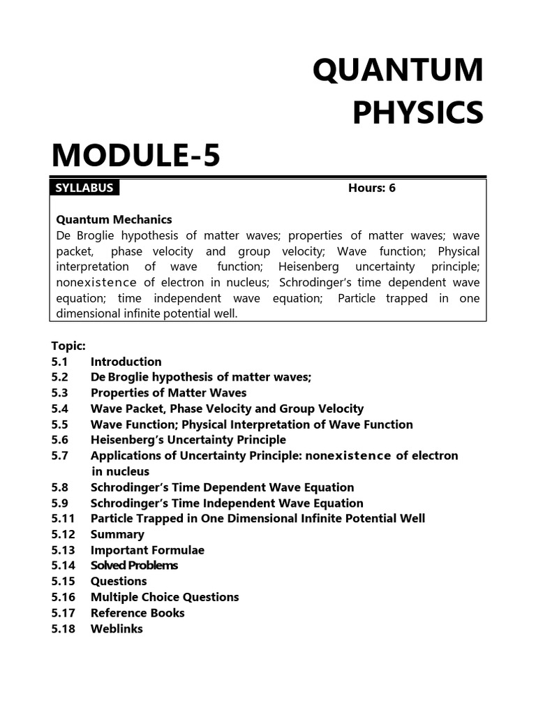 Mod_5 Quantum Physics | PDF | Waves | Quantum Mechanics