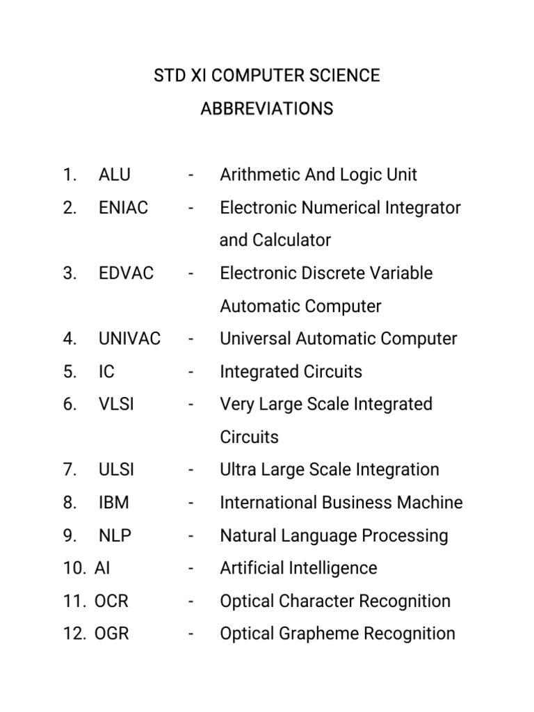 Xi Com Sci Abbreviations | PDF | Integrated Circuit | Semiconductor Devices
