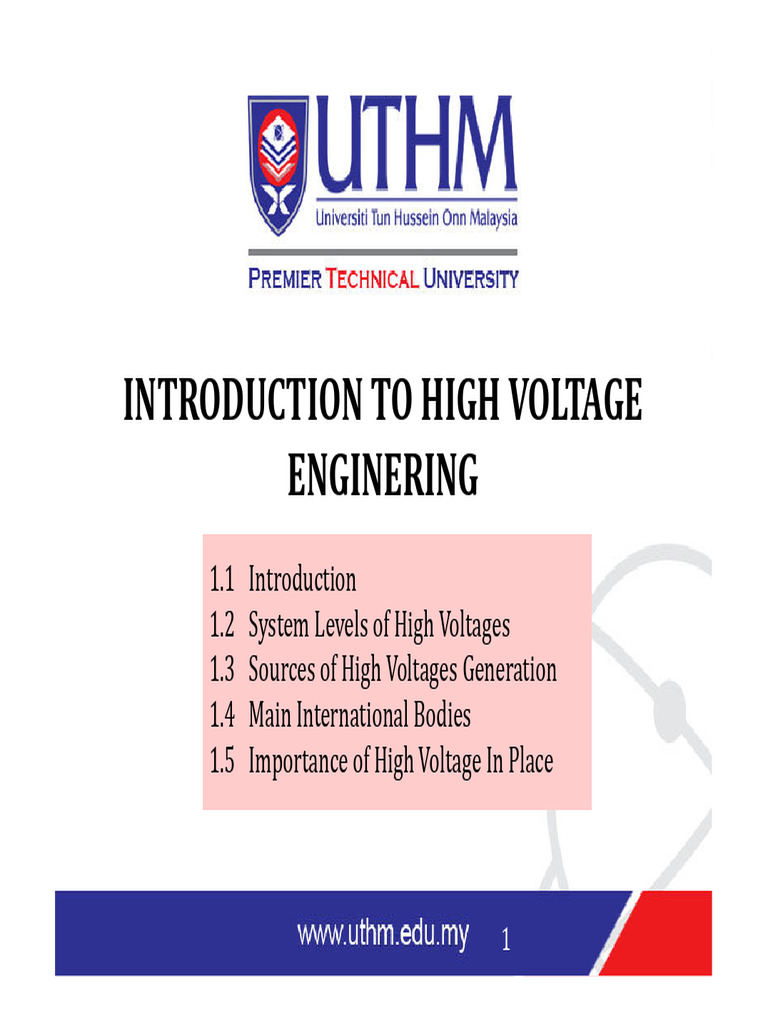 Chapter 1 - Introduction To High Voltage | PDF | High Voltage | Alternating Current