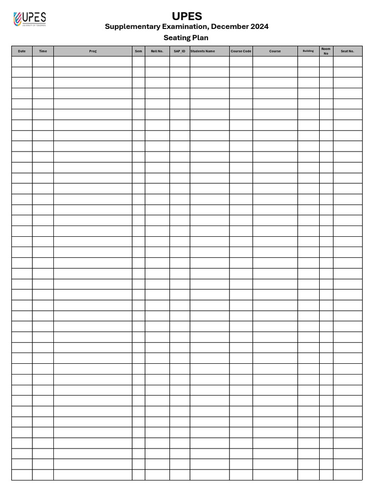 Bidholi - Seating Plan - Supplementray Exam December 2024-11 | PDF | Engineering | Vocational ...