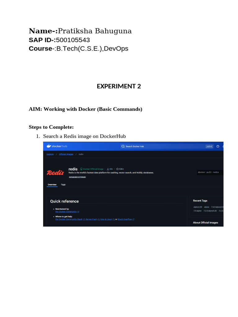 EXPERIMENT 2 (Docker Basic Commands) (1) - 2 | PDF