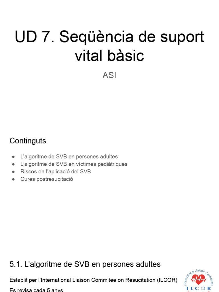 UD7 Seqüència de suport vital bàsic | PDF