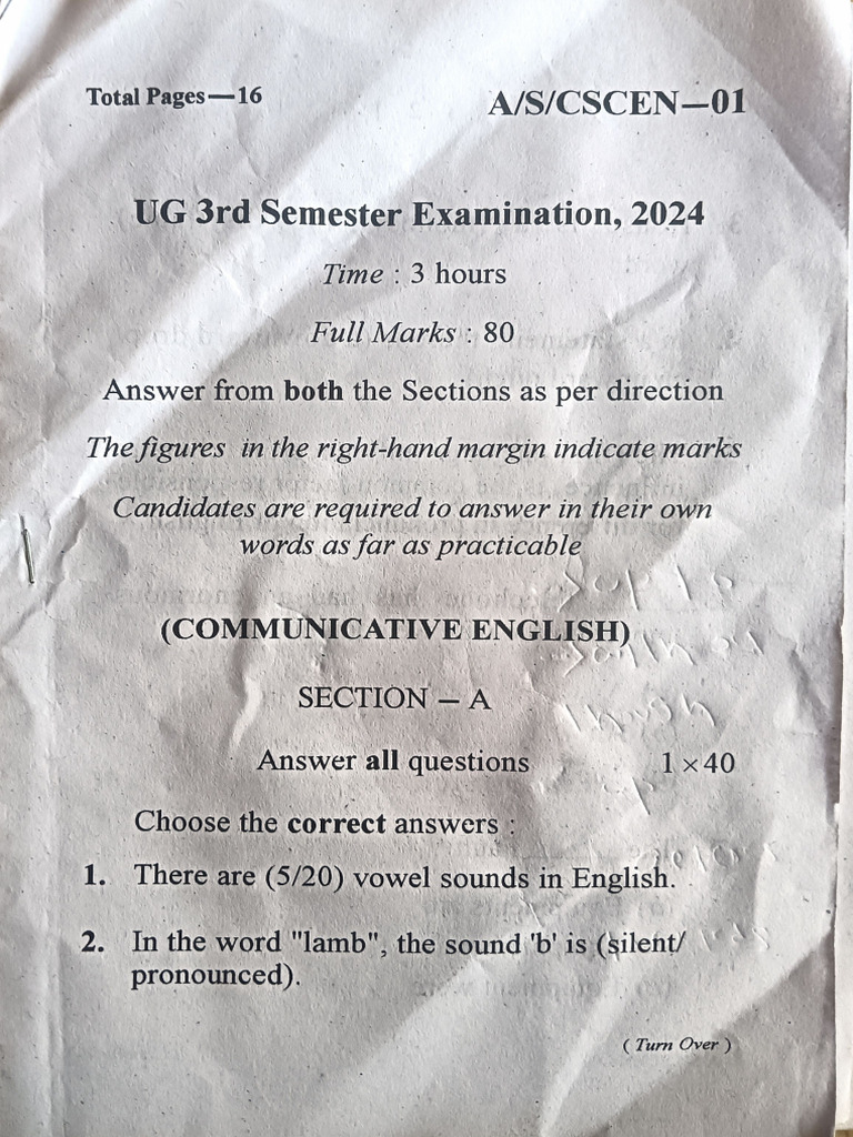 Secc-1 English (2024) Berhmapur University | PDF