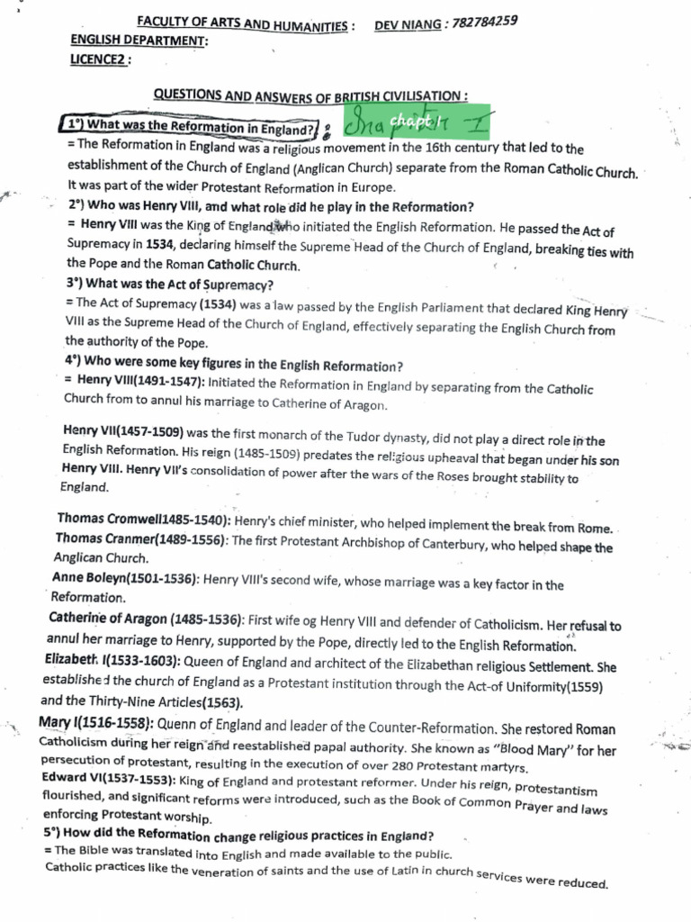English Reformation and Renaissance Overview | PDF | Age Of ...