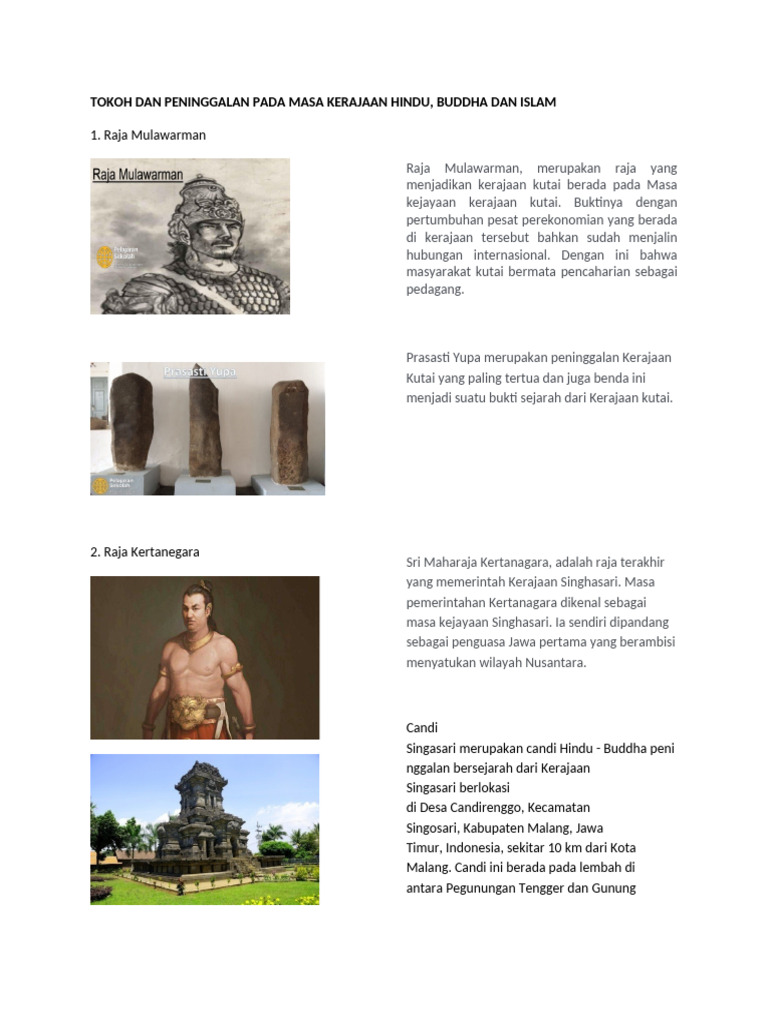 Tokoh Dan Peninggalan Pada Masa Kerajaan Hindu | PDF