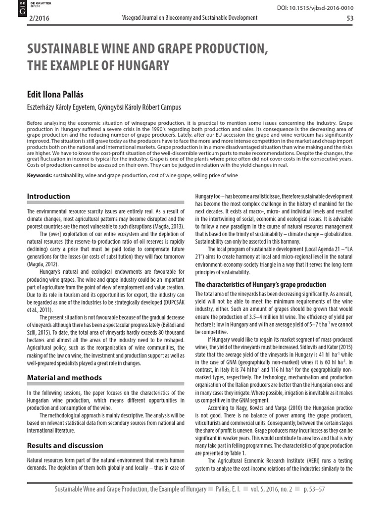 Sustainable Wine and Grape Production The Example of Hungary | PDF ...