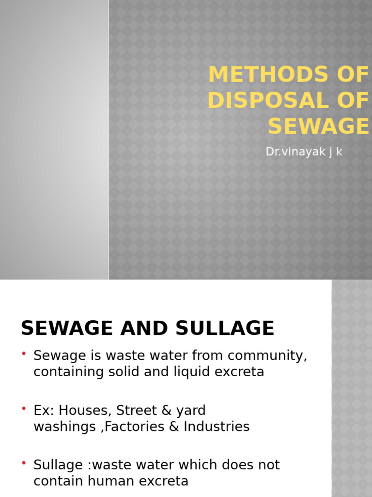 Methods of Disposal of Sewage | PDF | Sewage Treatment | Sewage