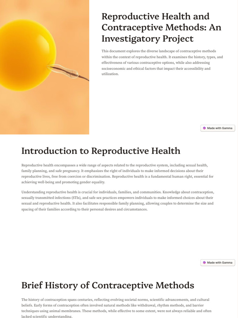 Contraceptive Methods and Reproductive Health | PDF | Birth Control ...