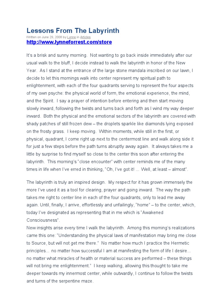 Lessons From The Labyrinth | PDF | Consciousness | Mind