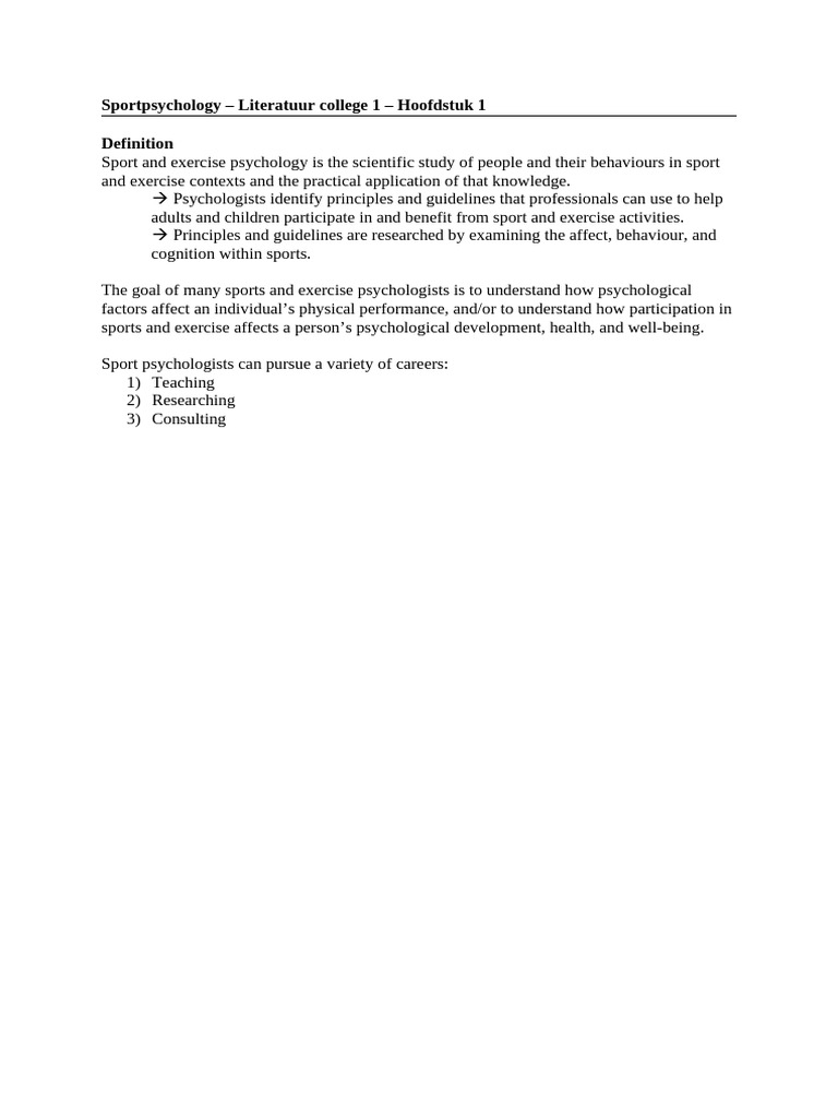 Notes Sportpsychology | PDF | Anxiety | Attention