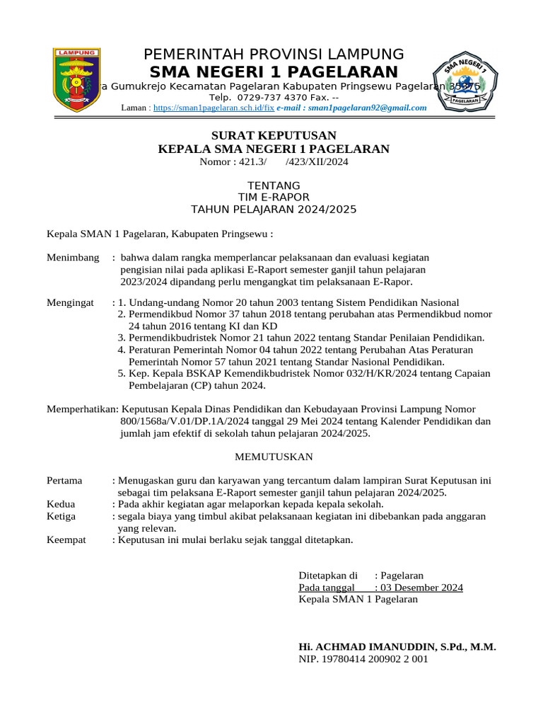 SK TIM E-RAPOR SMT GANJIL TP 2024-2025 | PDF