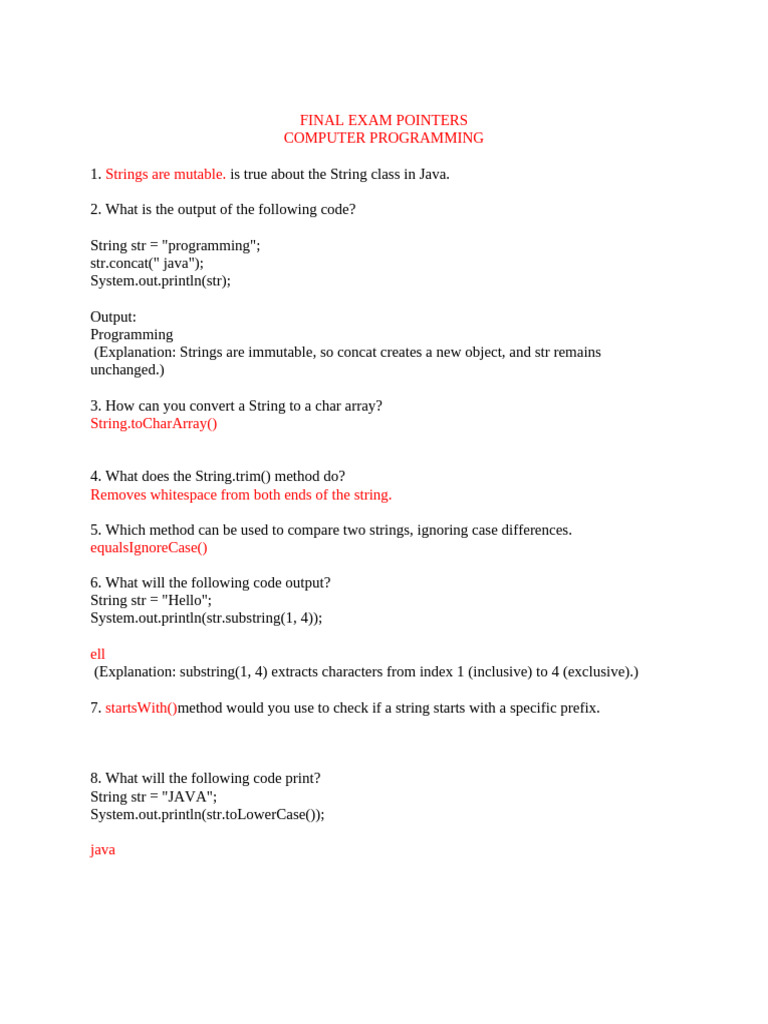 Final Exam Computer Programming Pointers Pdf String Computer 6552