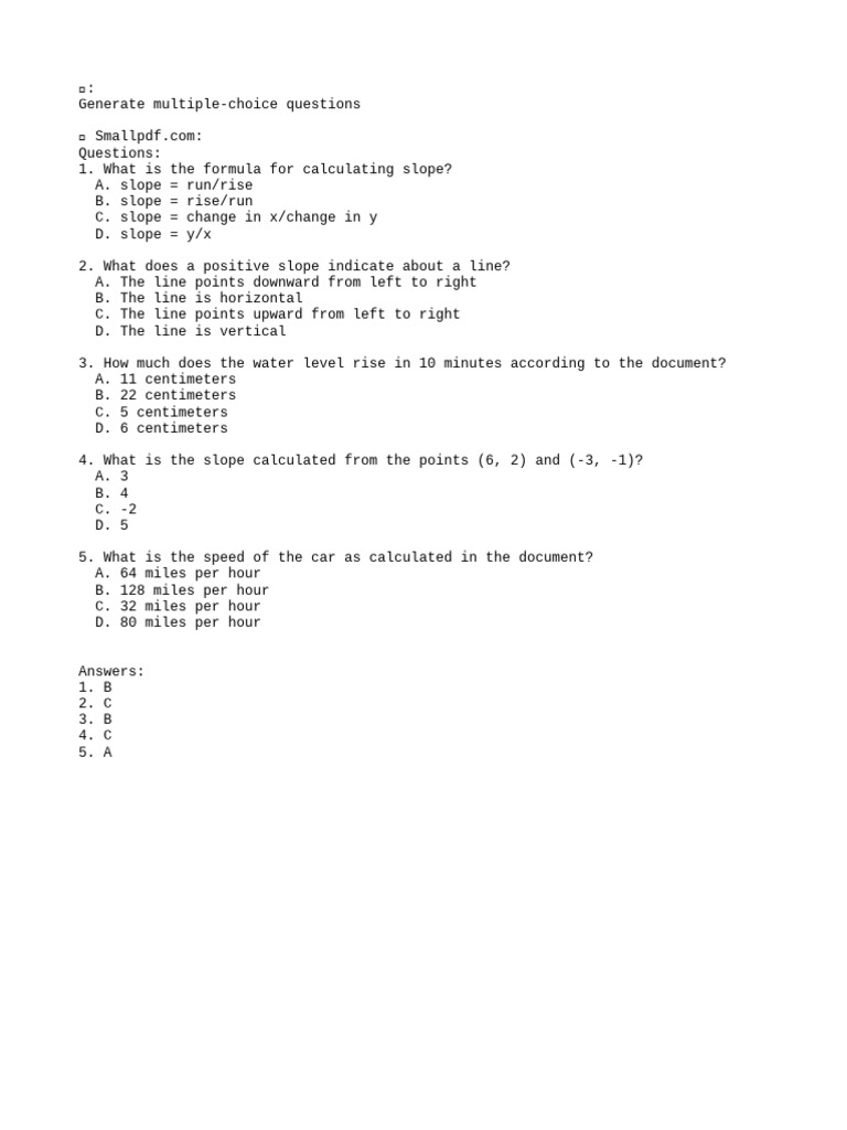 2-6 - Connect Proportional Relationships and Slope - Generate-Quiz | PDF
