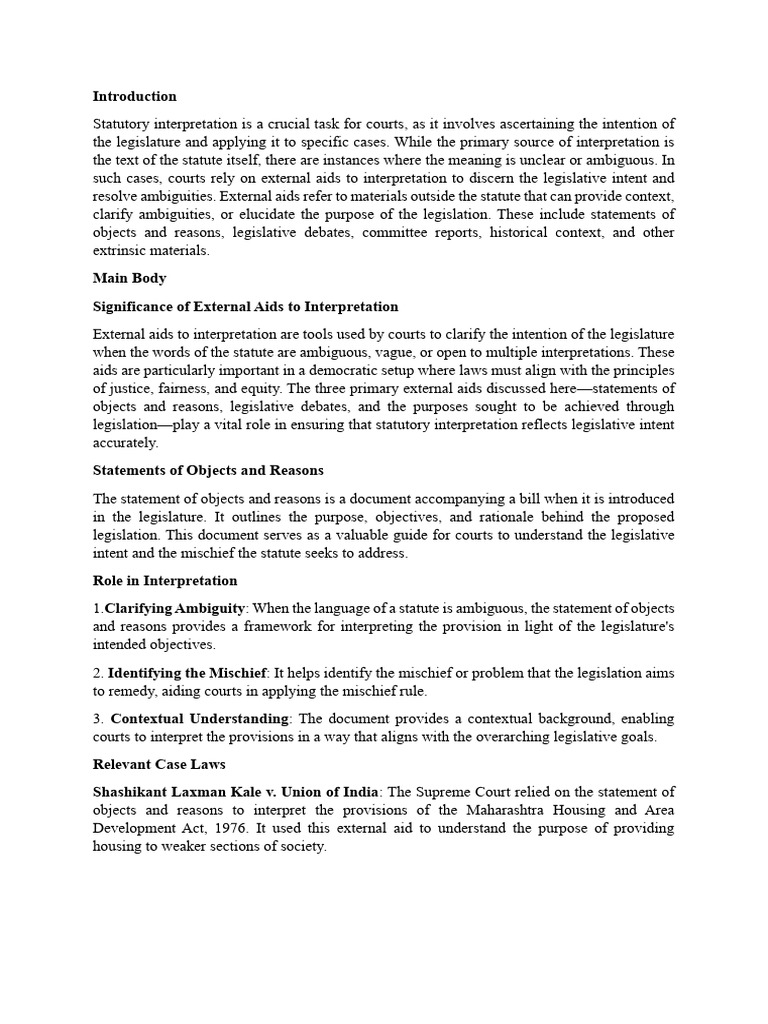Significance of external aid | PDF | Statutory Interpretation | Government