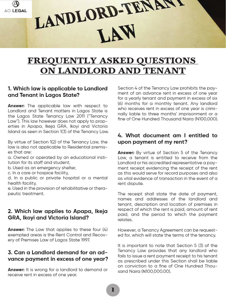 Lagos Landlord-Tenant Law Guide | PDF | Leasehold Estate | Lease