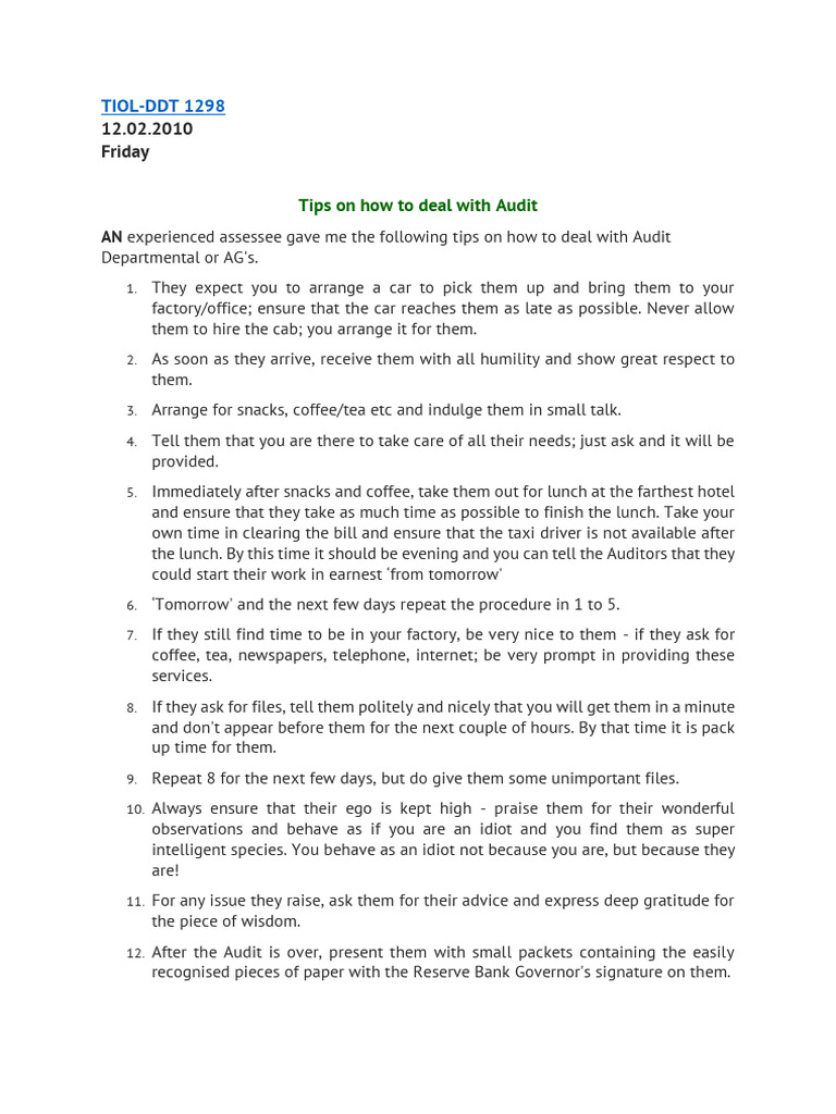 Tips On How To Deal With Audit 2 | PDF