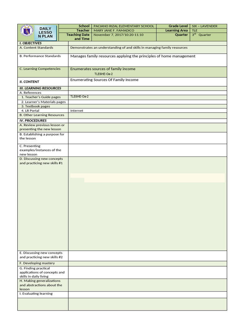 Identifying Resources and Needs of A Family - Tle | PDF