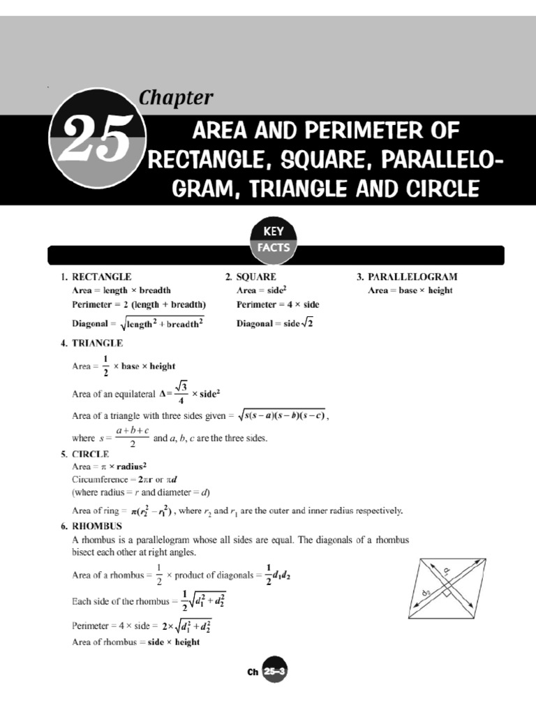 Area and Perimeter of Rectangle, Square, Parallelogram, Triangle and ...
