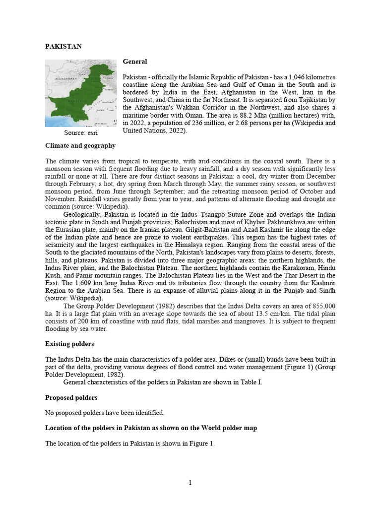 Overview of Pakistan's Geography and Polders | PDF | Pakistan | Indus River