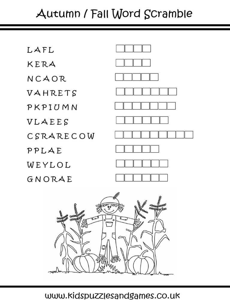 Autumn Fall Word Scramble | PDF