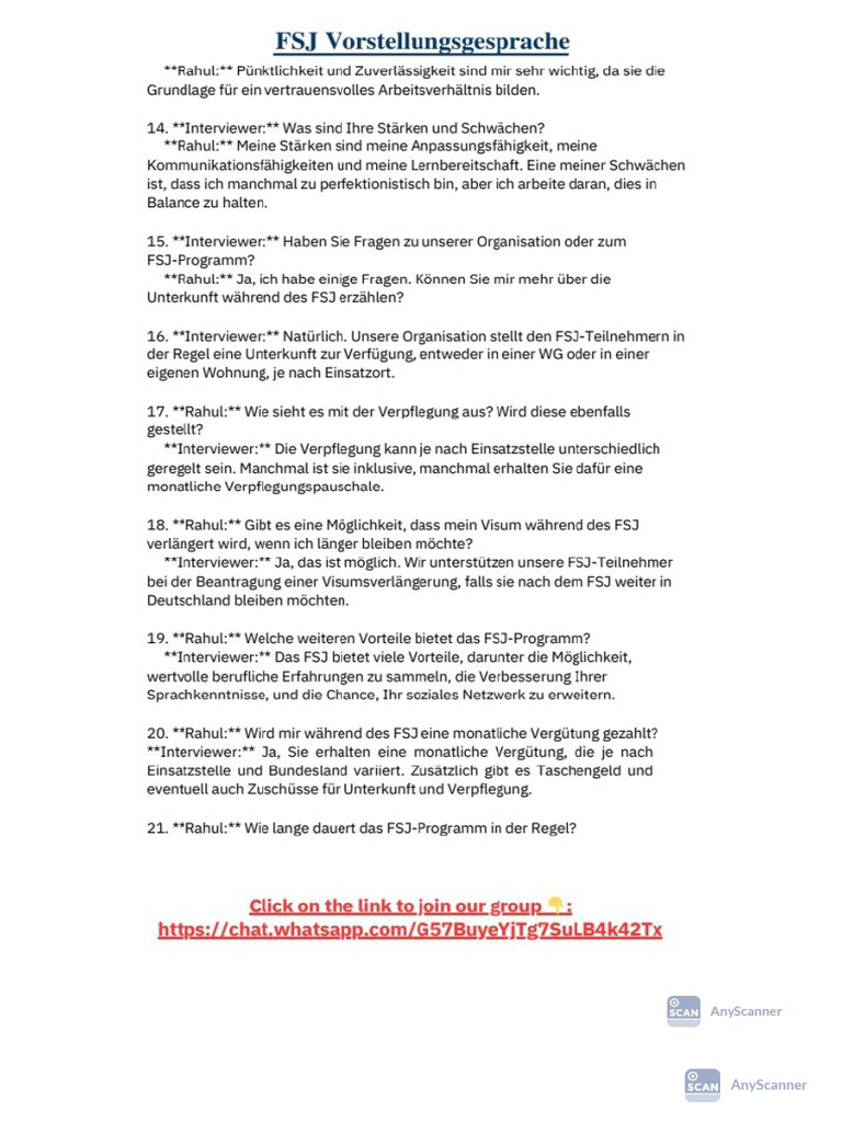 FSJ Vorstellungsgespräch | PDF