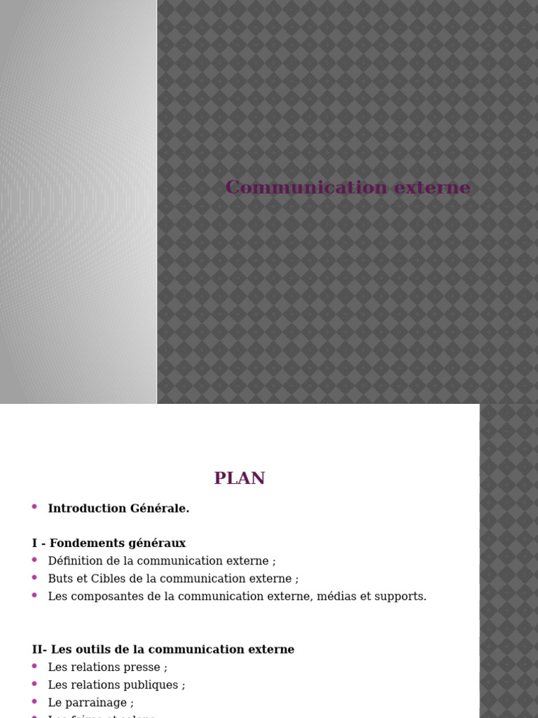 Définition et Outils de Communication Externe | PDF | Sodles | la ...