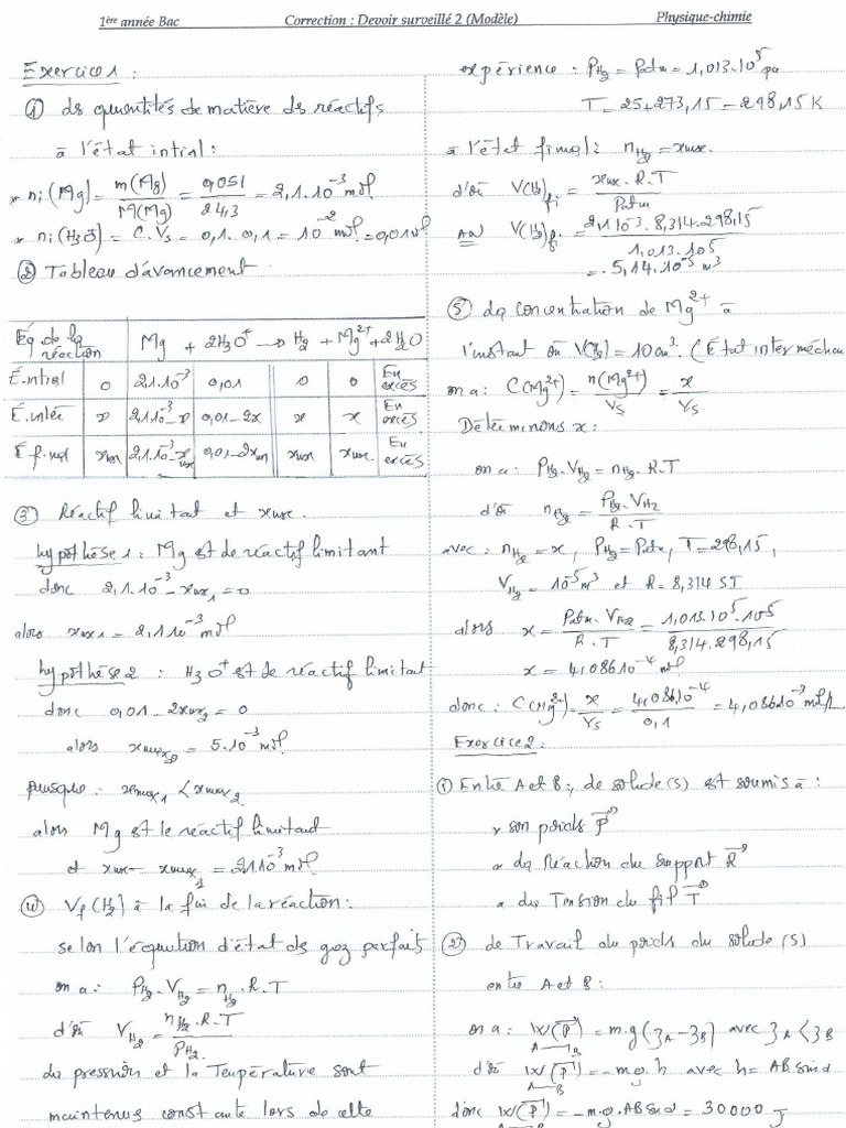 Correction Devoir Surveillé 2 Modèle Pdf