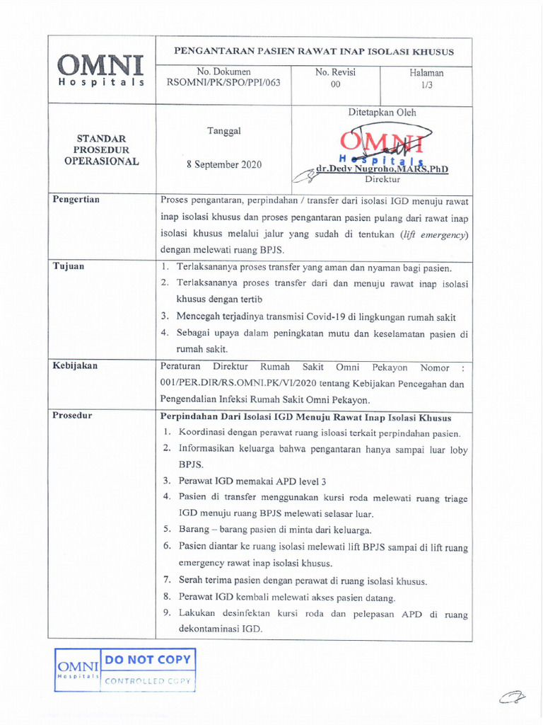 SPO Isolasi Khusus2 | PDF