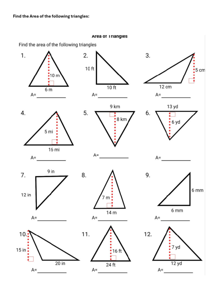 P4 AEP MATH AREA of Triangles WS1 | PDF