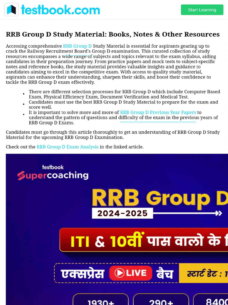 RRB Group D Study Material - Books, Notes & Other Resources | PDF