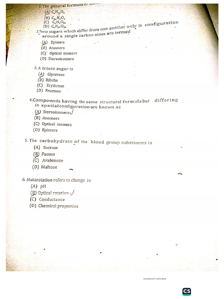 Biochemistry I Past Papers... David Lufafa | PDF