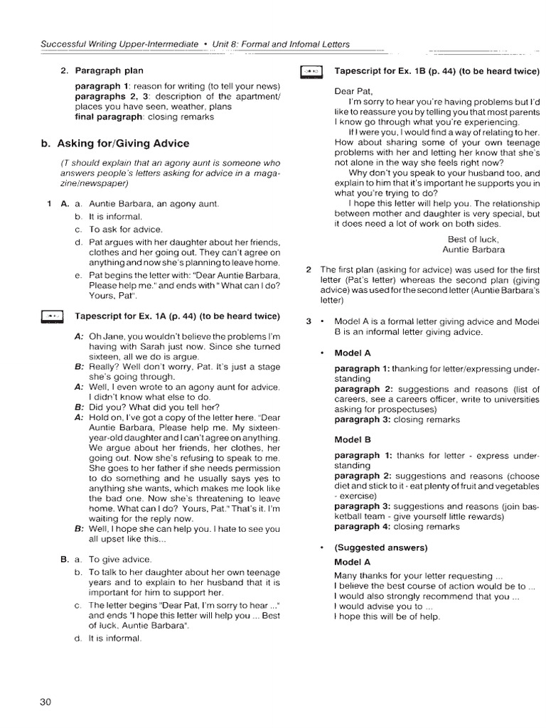 Asking For - Giving Advice - Successful Writing Upp - KEY | PDF