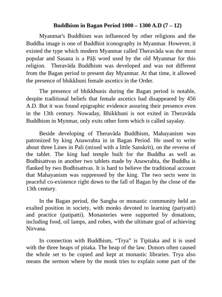 Buddhism in Bagan Period 1000 - 1300 A.D (7 - 12) | PDF | Indian ...