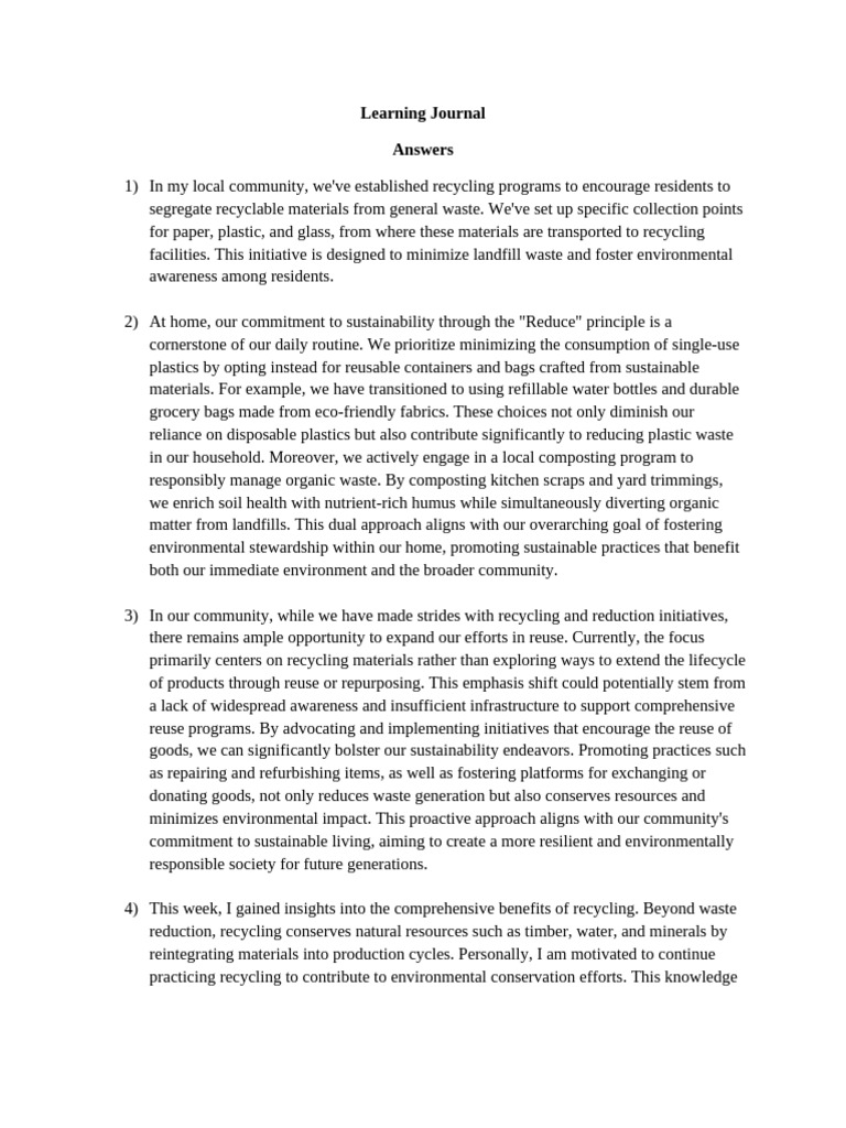 Learning Journal 2 | PDF | Reuse | Recycling