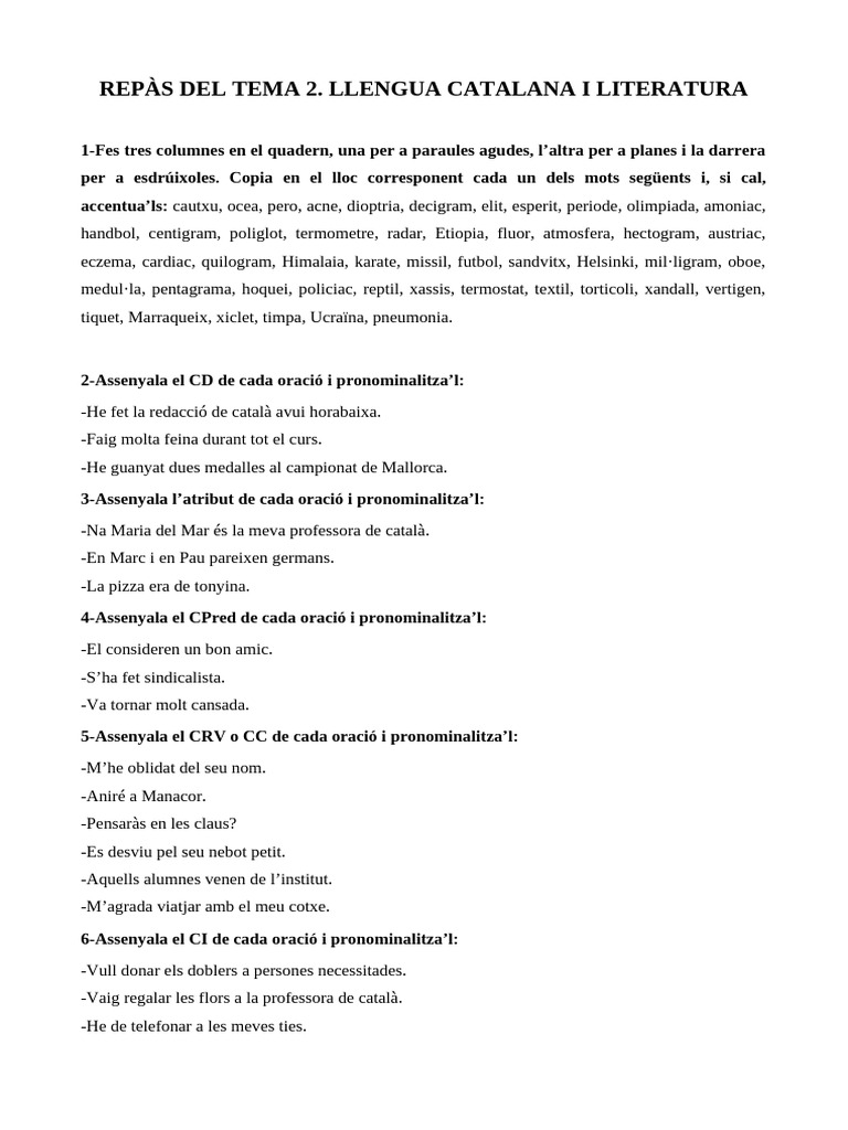 Repàs del tema 2 | PDF