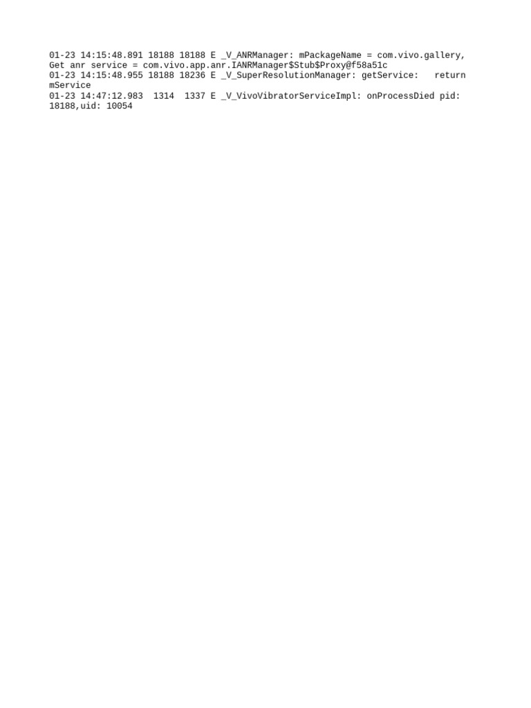 Vivo App ANR and Service Logs | PDF