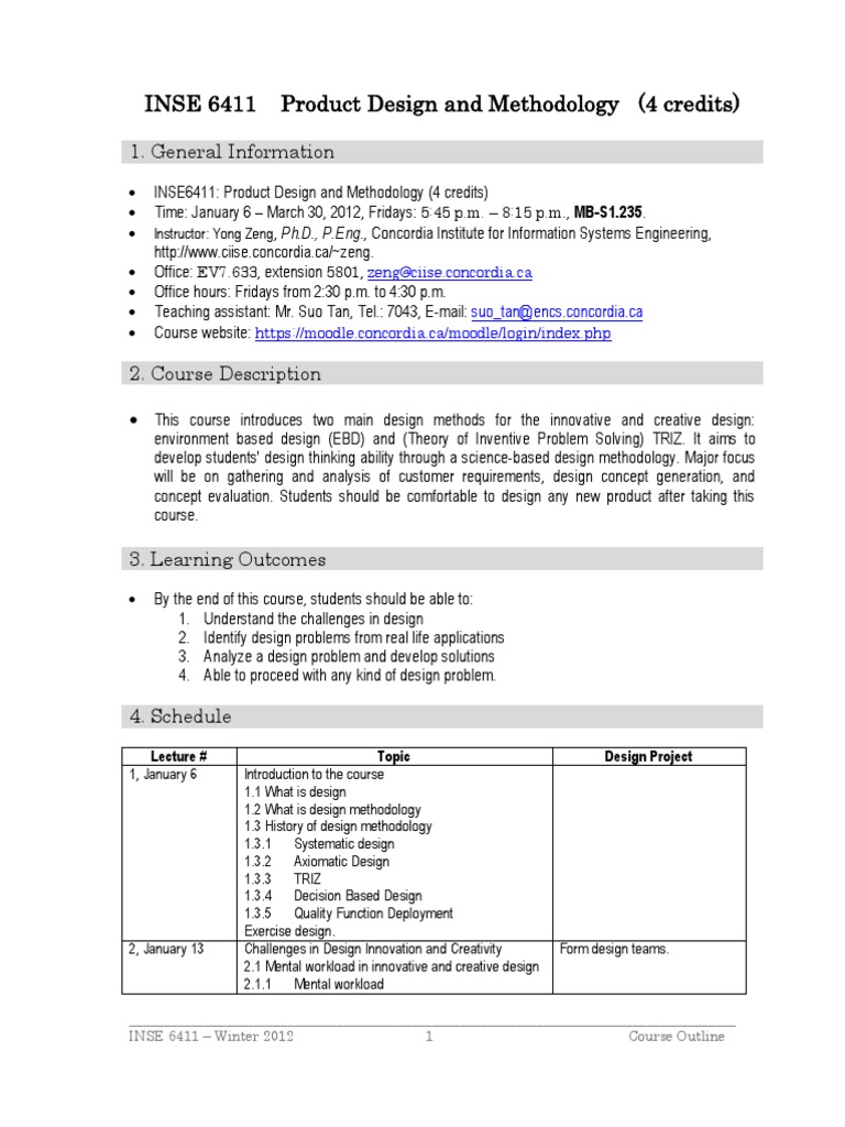 Product Design Course Outline | PDF | Design Methods | Design