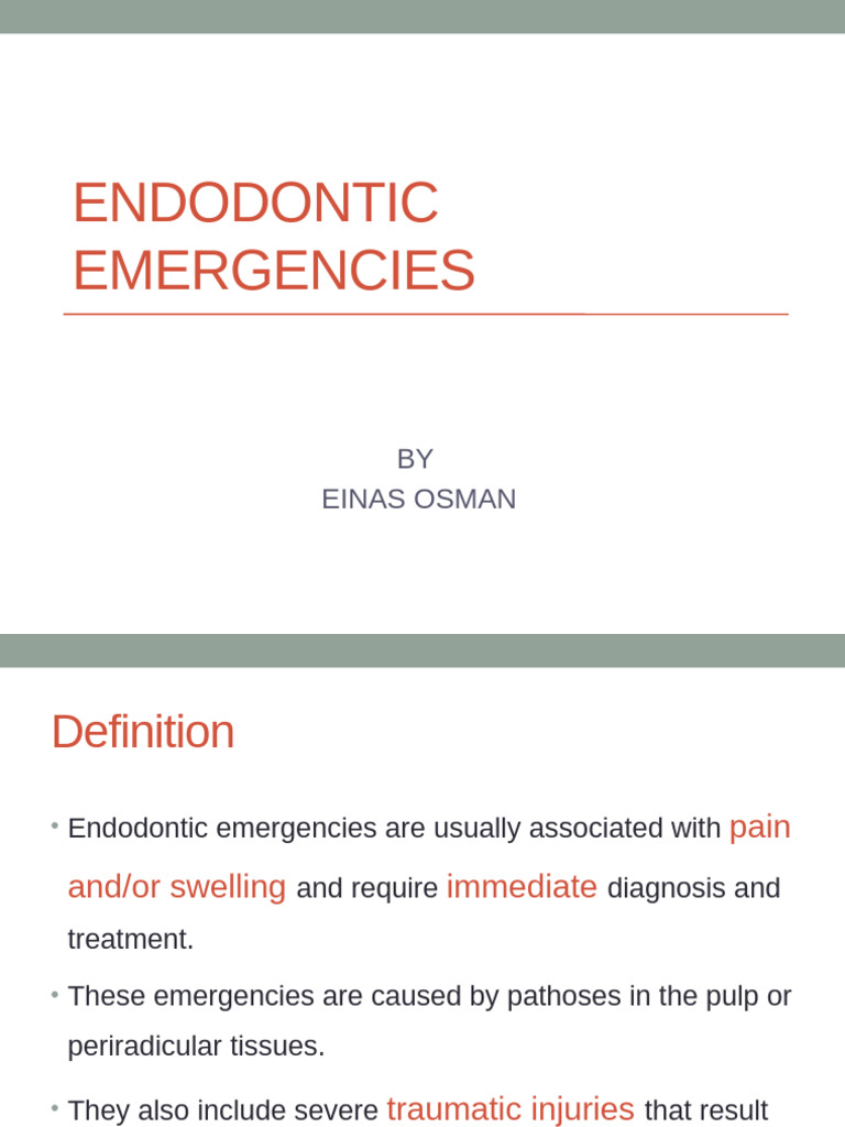 Endodontic Emergencies | PDF | Clinical Medicine | Dentistry Branches