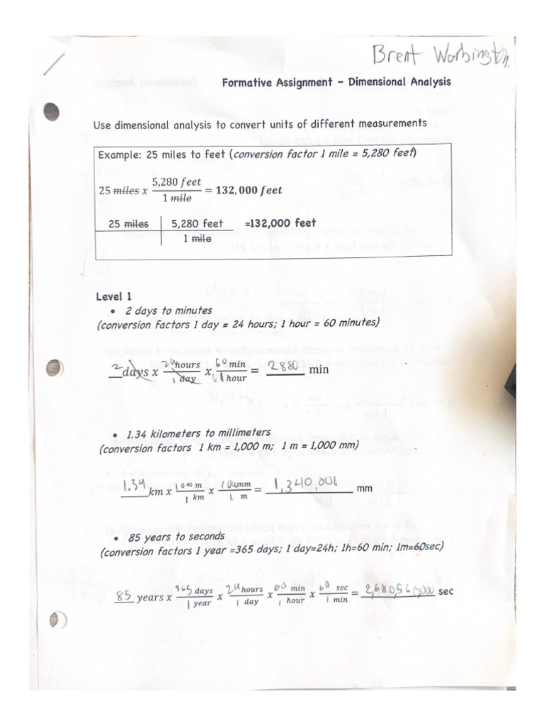 Formative Assignment - Dimensional Analysis | PDF